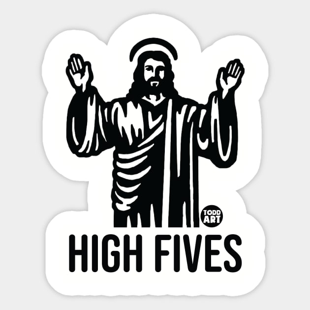 high five jesus - Jesus - Sticker | TeePublic